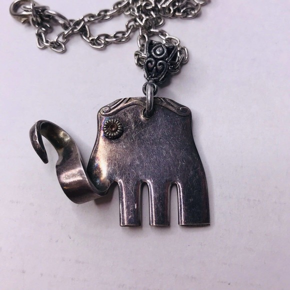 Handmade | Jewelry | Stainless Steel Flatware Elephant Necklace Charm ...